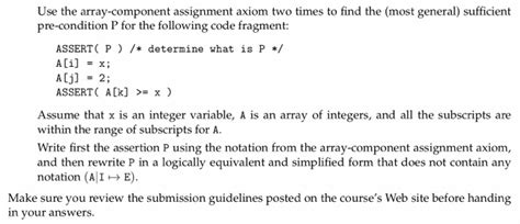 Use The Array Component Assignment Axiom Two Times To