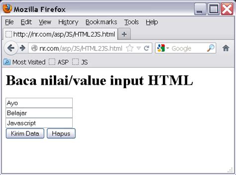 Memanfaatkan Reset Button Untuk Menghapus Nilai Pada Kolom Input Pada