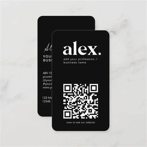 Modern Black White QR Code Logo Business Card Zazzle Business