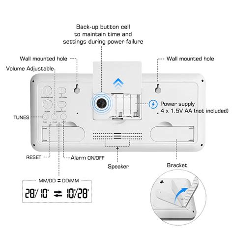 Digital Wall Clock Desk Clock Auto Time Self Set Grandado