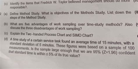 Solved C ﻿explain The Two Handed Process Chart And Simo