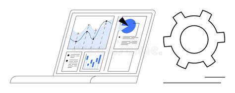 Data Analytics Dashboard With Charts And Settings Gear For Optimization