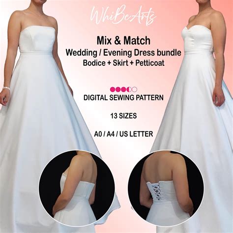 Wedding Or Evening Dress Sewing Pattern Bundle Zip Or Lace Up