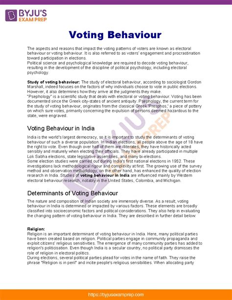 Voting Behaviour It Is Also Referred To As Voters Engagement And