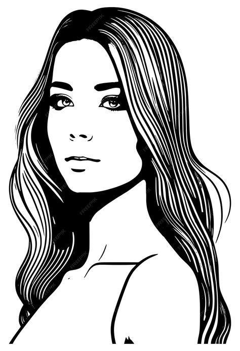 Premium Vector Beautiful Girl Portrait Line Drawing Digital Sketch
