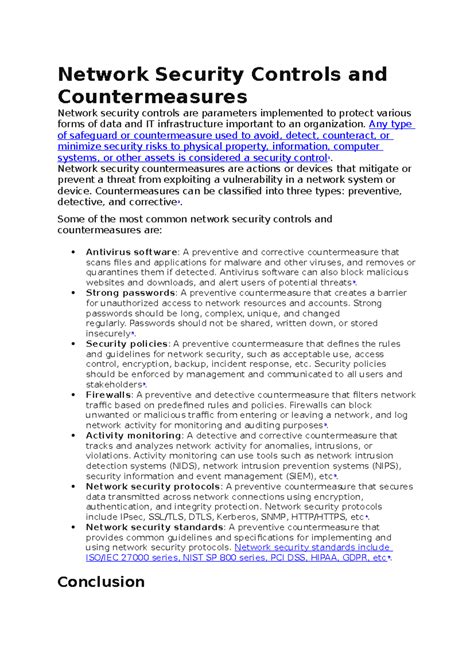 Network Security Controls And Countermeasures Network Security Controls And Countermeasures