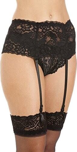 Mytoptrendz® Black Wide Floral Lace And Ribbon Strap Suspender Belt