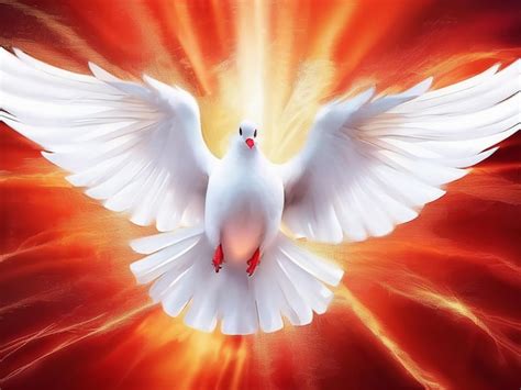 Premium Photo Pentecost Sunday Flying White Dove In Fire Background