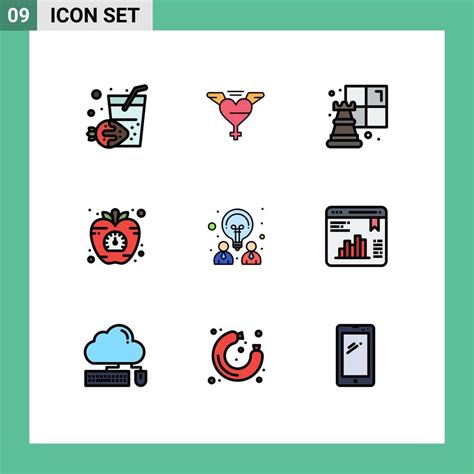 9 Thematic Vector Filledline Flat Colors And Editable Symbols Of Partnership Design Hobby