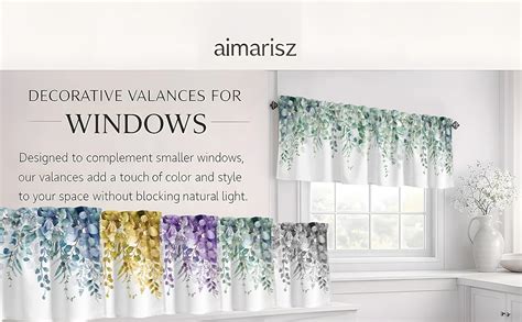 Aimarisz 2 Pack Orange Green Eucalyptus Leaves Valances For