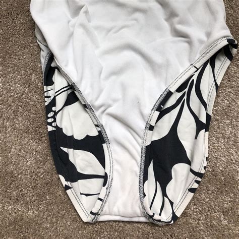 Speedo Womens Black And White Swimsuit One Piece Depop