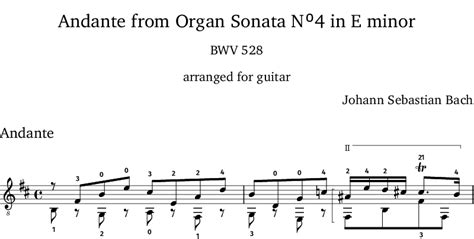 Js Bach Andante From Organ Sonata No 4 Bwv 528 For Guitar Pdf Sheet