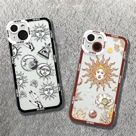 Cute Cartoon Sun Moon Face Phone Case For Xiaomi Poco X5 X4 X3 F5 X6 F6 Pro Redmi Note 12 13 Pro