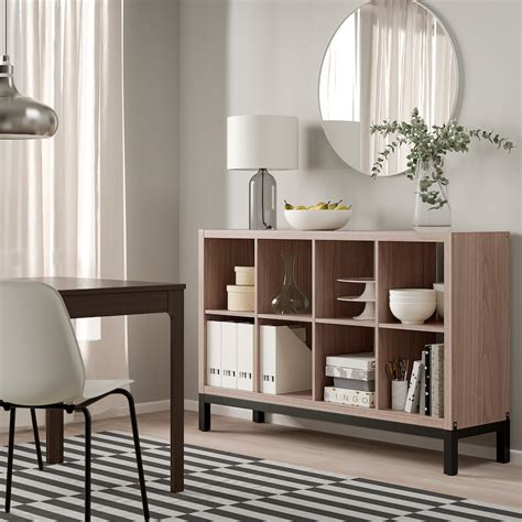 Kallax Shelving Unit With Underframe Walnut Effect Light Grey Black