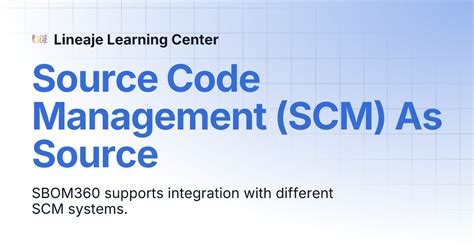 Source Code Management Scm As Source Lineaje Learning Center