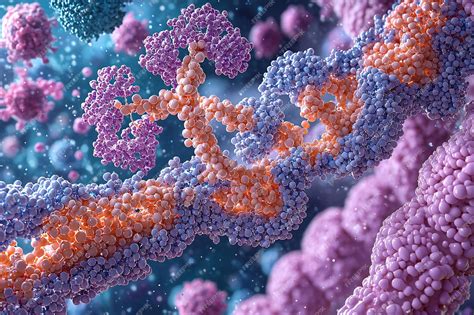 Biochemistrythemed Brainstorming Diagram Visualizing Molecular Process Inside Cell Focusing