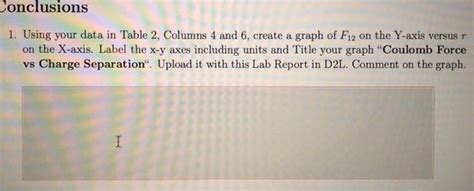 Solved Conclusions 1 Using Your Data In Table 2 Columns 4