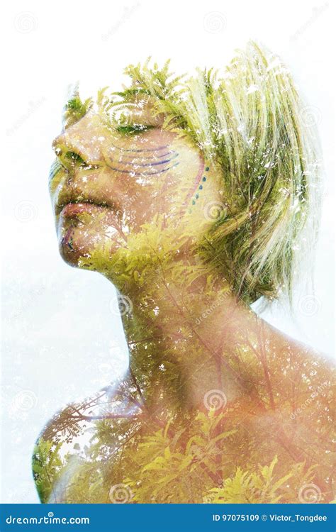 Double Exposure Portrait Stock Image Image Of Girl Nature 97075109