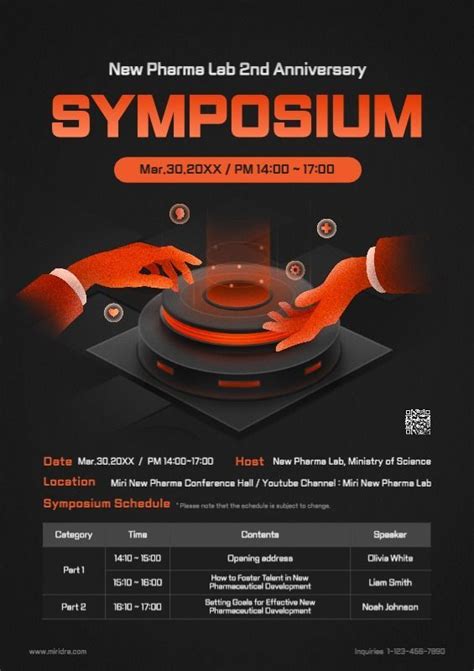 Online Symposium Guide In Black And Orange Poster Template 템플릿