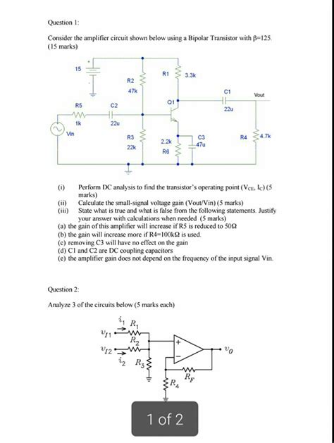 Solved Consider The Amplifier Circuit Shown Below Using A