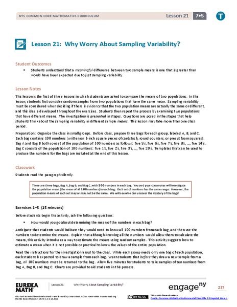 Why Worry About Sampling Variability Lesson Plan For 7th Grade Lesson Planet