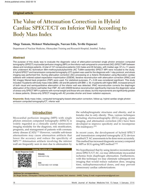 Pdf The Value Of Attenuation Correction In Hybrid Cardiac Spectct On