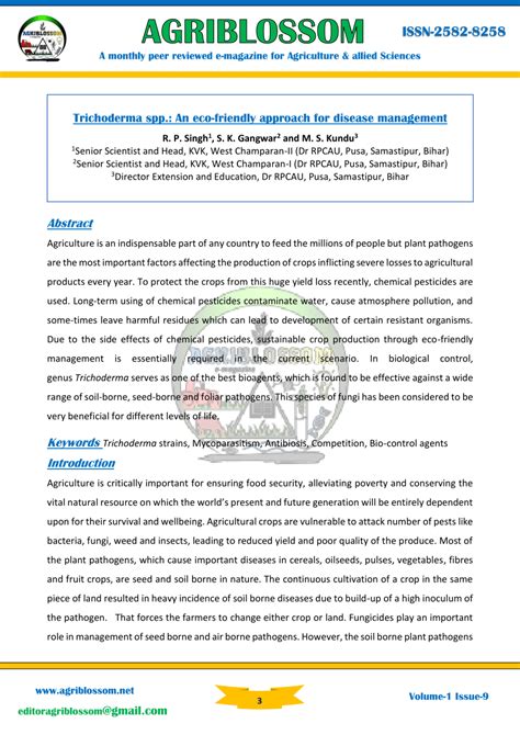 Pdf Trichoderma Spp An Eco Friendly Approach For Disease Management