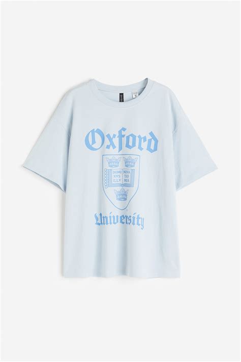 Oversized Printed T Shirt Light Blueoxford University Ladies H