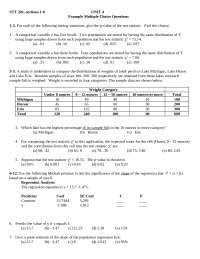 Example Multiple Choice Questions Statistical Methods STT Docsity