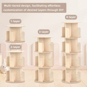 Cuguords Rotating Bookshelf Tower 360 Display Spinning Bookshelf 4