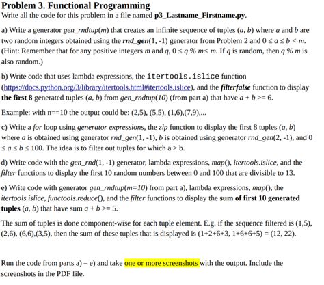 Problem 3 Functional Programming Write All The Code