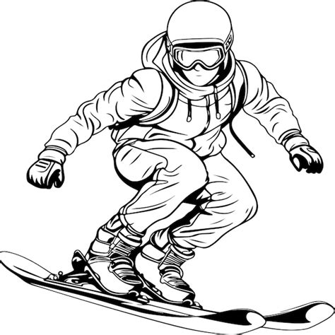 Kolorowanka przedstawiająca sporty zimowe Premium Wektor