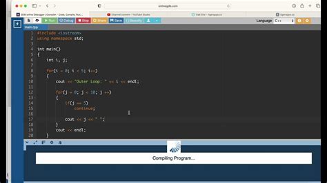 C Nested Loop Continue And Break Inner Loop Youtube