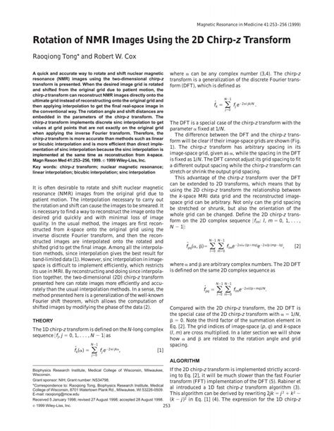 rotation of nmr images using the 2d chirp z transform