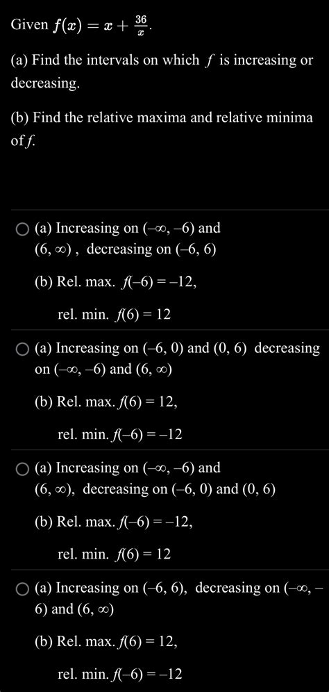 solved given f x x 36x a ﻿find the intervals on which f