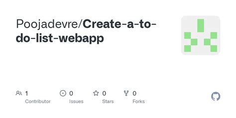 GitHub Poojadevre Create A To Do List Webapp