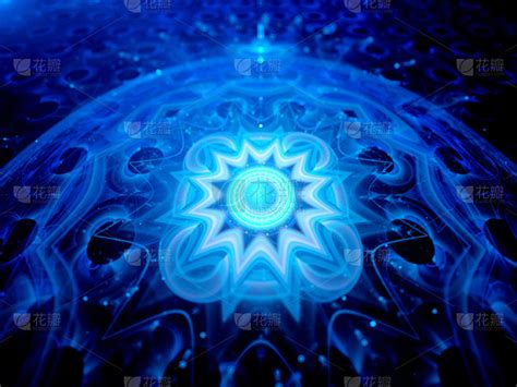 太空 曼荼罗 蓝色 三维图形 飘然 脉轮 哲学家 华丽的 对称 技术