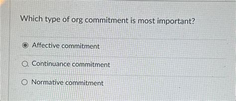Solved Which Type Of Org Commitment Is Most