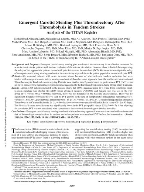 Emergent Carotid Stenting Plus Thrombectomy After Thrombolysis In