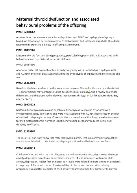 Maternal Thyroid Hormone Levels And Epilepsy Maternal Thyroid