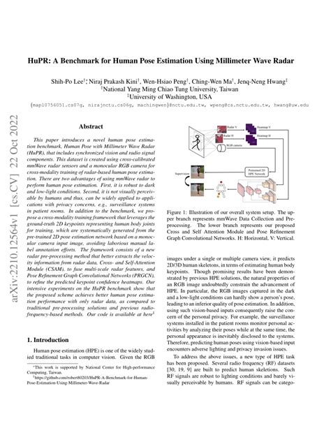 Pdf Hupr A Benchmark For Human Pose Estimation Using Millimeter Wave Radar