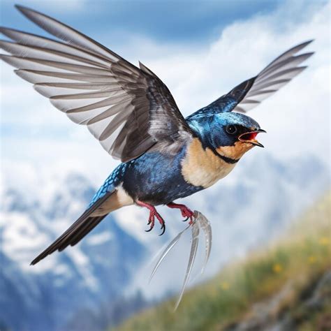 Premium Photo Detailed Real Photo Of A Flying Swallow