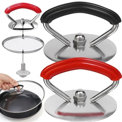 2pcs Universal Pot Cover Silicone Handle Stainless Steel Pot Cover