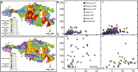covariation between zones of highs and lows in trace element contour