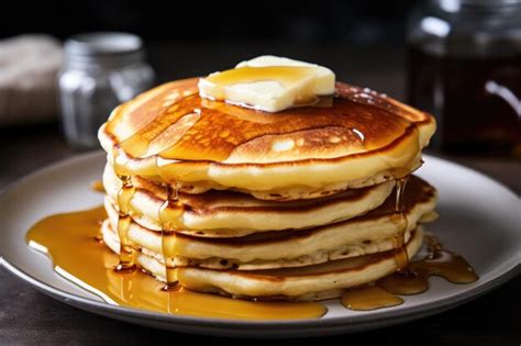 Premium Ai Image Perfectly Cooked Pancakes Are Drizzled With Maple