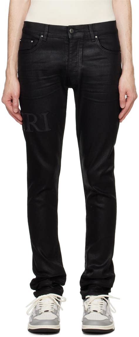 Amiri Serif Logo Wax Skinny Jeans In Black For Men Lyst
