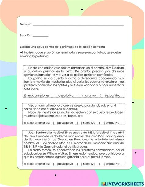 Ejercicio Online De Texto Descriptivo Narrativo Expositivo Para Tercero
