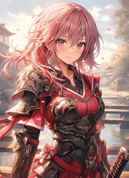 Premium Photo An Warrior Anime Girl In Pink And Anime Style