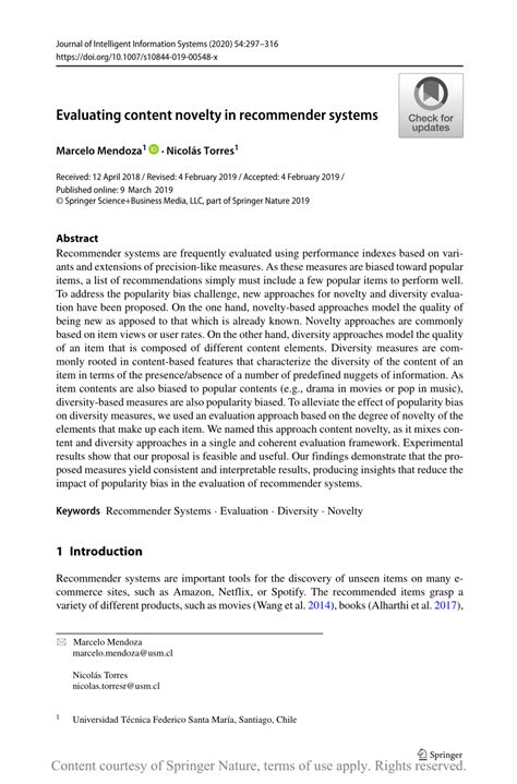Evaluating Content Novelty In Recommender Systems Request Pdf