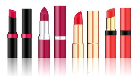 Set Of Realistic Lipstick Mockup Isolated Vector Image